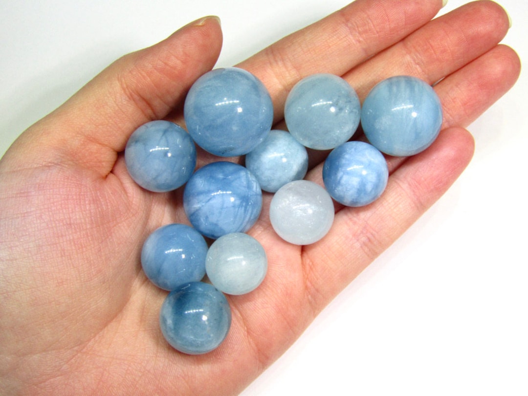 Aquamarine Sphere, Aquamarine Crystal Pocket Stone, Natural Aquamarine ...