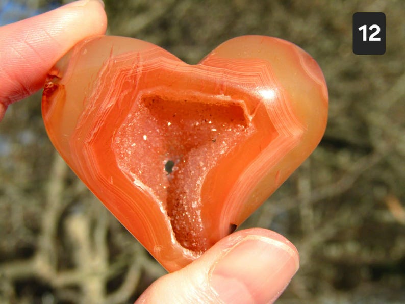 Carnelian Crystal Heart, Druzy Carnelian Crystal Heart Carving, Small ...