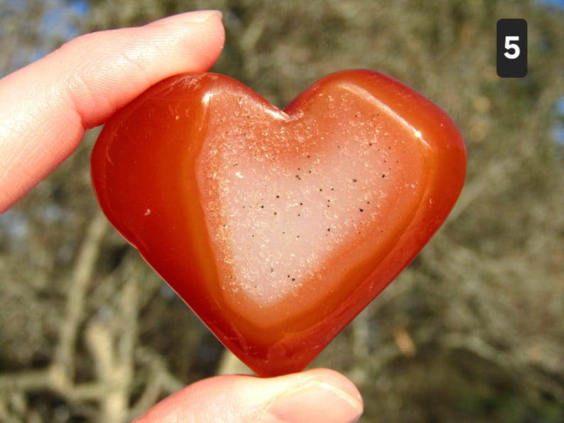Carnelian Crystal Heart, Druzy Carnelian Crystal Heart Carving, Small ...