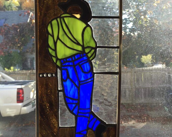 Stained Glass Cowboy Window Hanging - Etsy