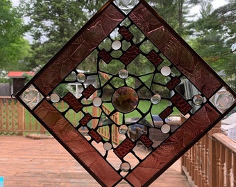 Stained Glass Panel With Beautiful Purple Swirl Glass - Etsy