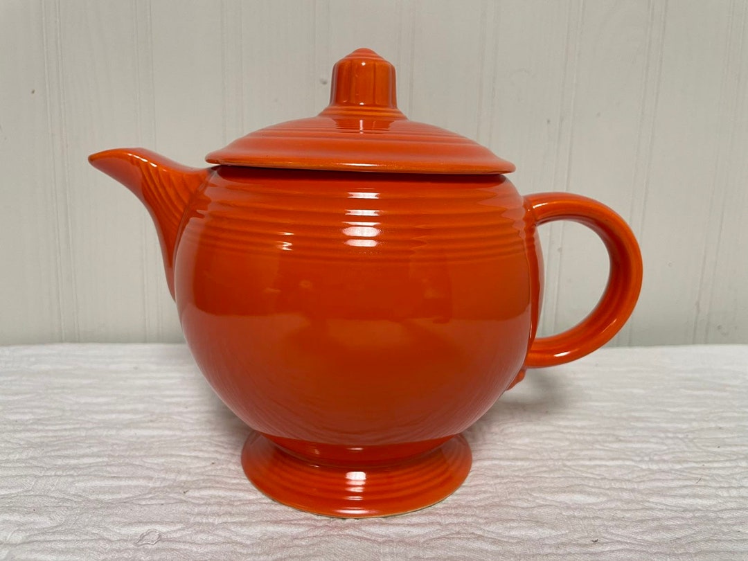 Vintage Fiesta Ware Old Red Medium Teapot Tea Pot Fiestaware With Lid ...