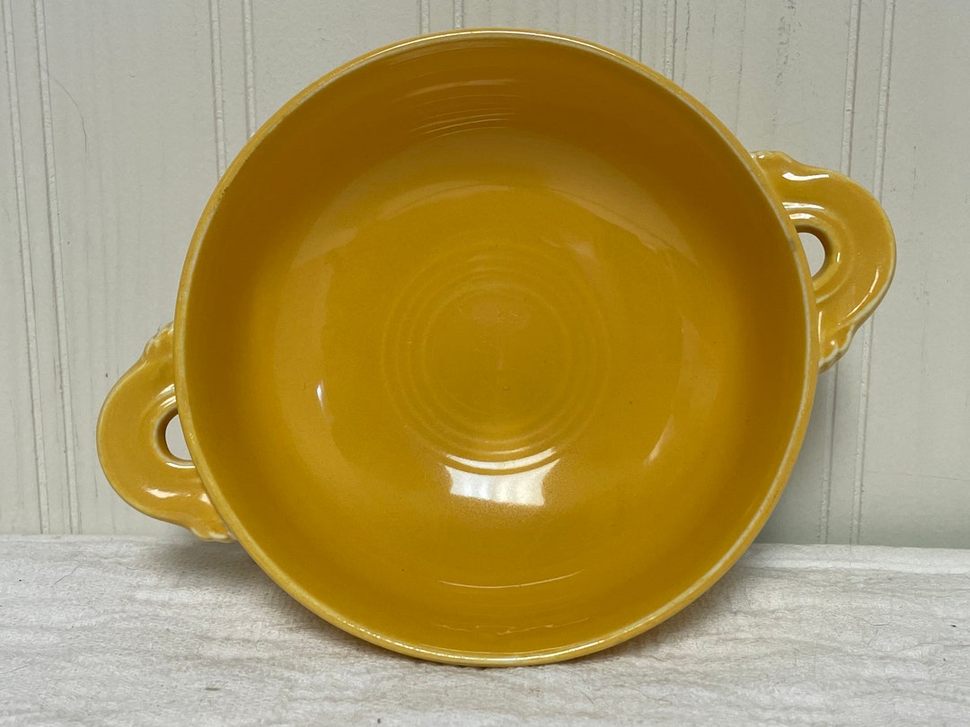 Vintage Fiestaware Original Yellow Handled Cream Soup Bowl Fiesta Ware ...