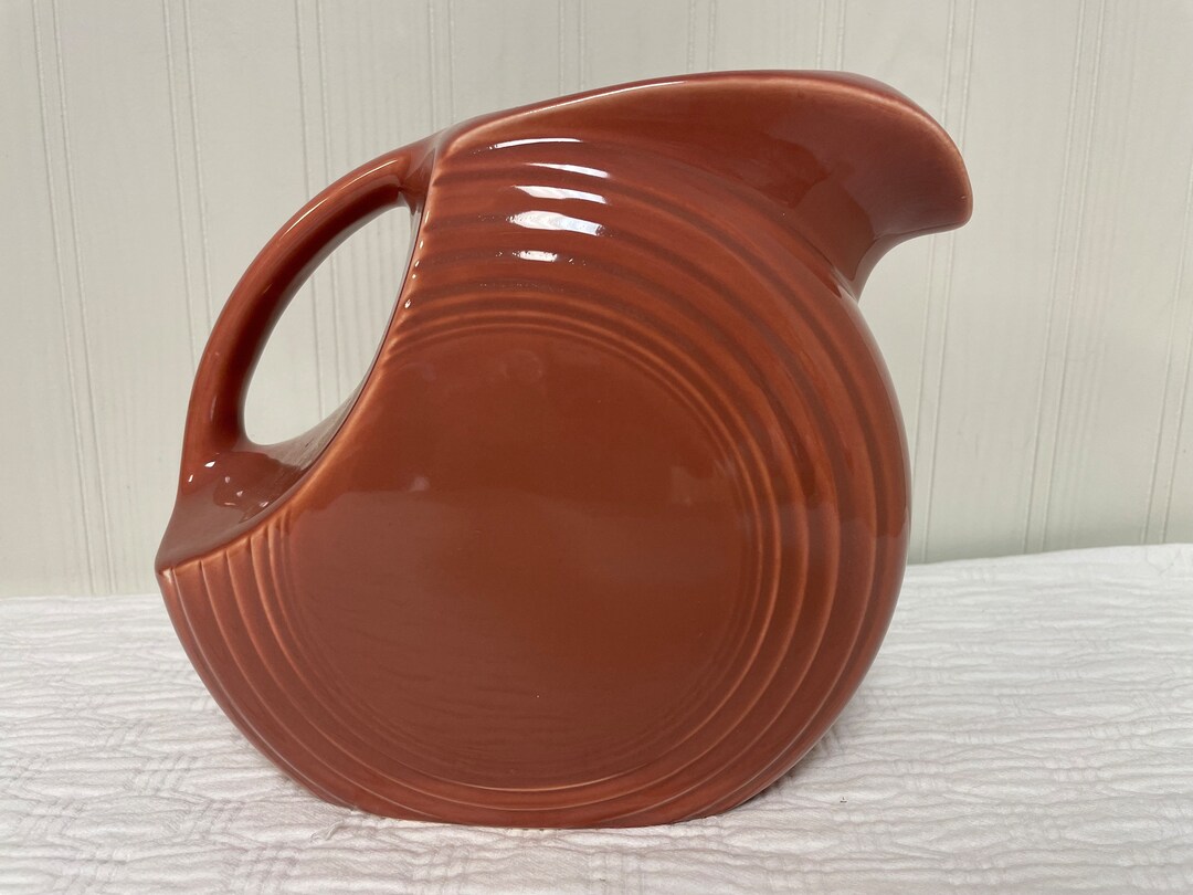Vintage Fiesta Ware 1950’s Rose Pink Water Disk Pitcher Fiestaware - Etsy