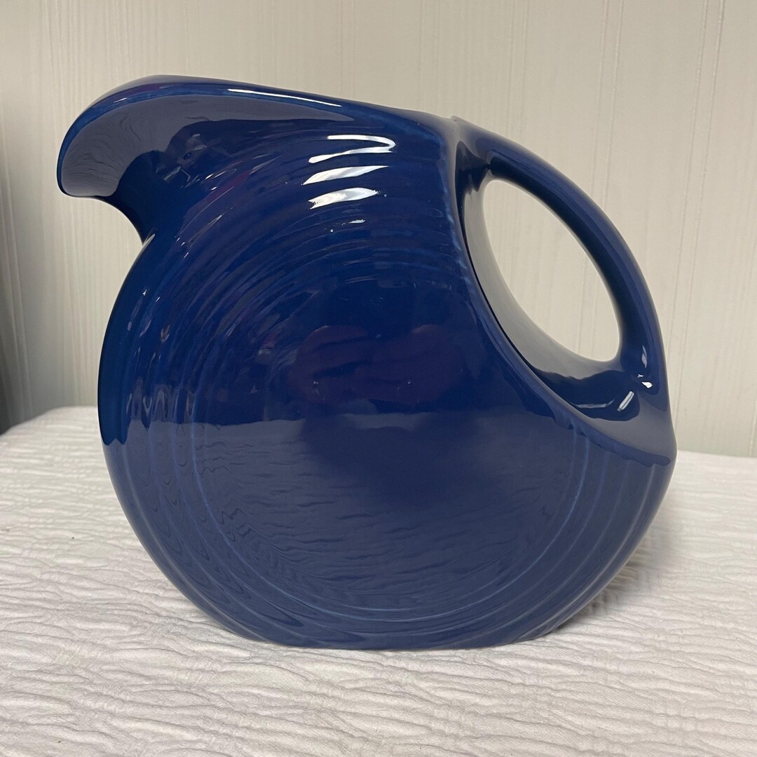 Vintage Fiesta Ware Old (cobalt) Blue Water Disk Pitcher Fiestaware ...