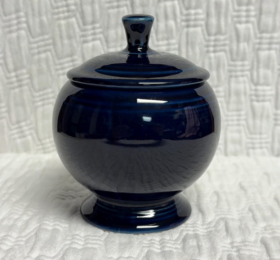 Fiesta Ware Cobalt Blue Sugar Bowl With Lid Fiestaware Retired Color ...