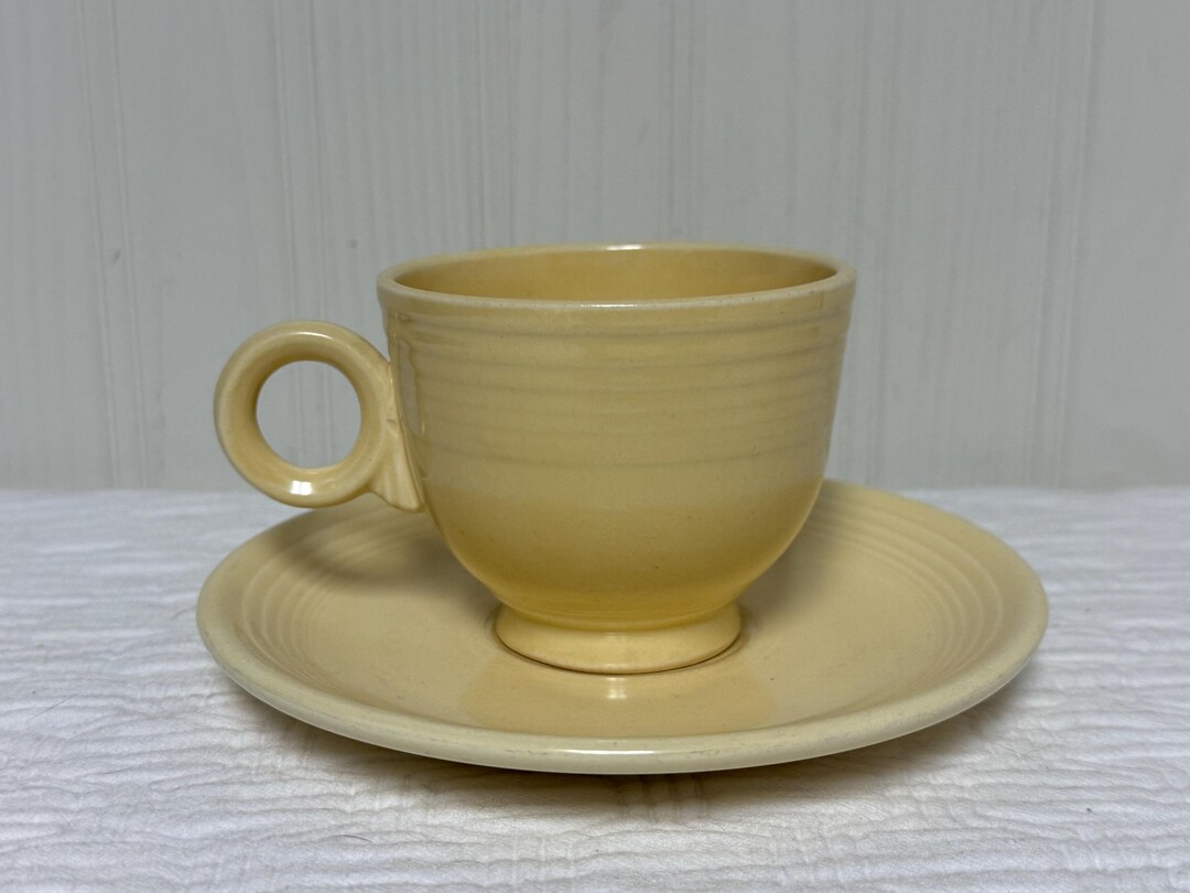Vintage Fiestaware Teacup Tea Cup and Saucer Set Old Ivory Fiesta Ware ...
