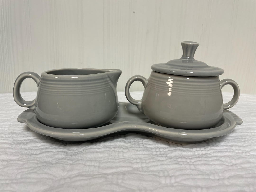 Fiesta Ware Pearl Gray 4 Piece Cream and Sugar Tray Set NEW Fiestaware ...