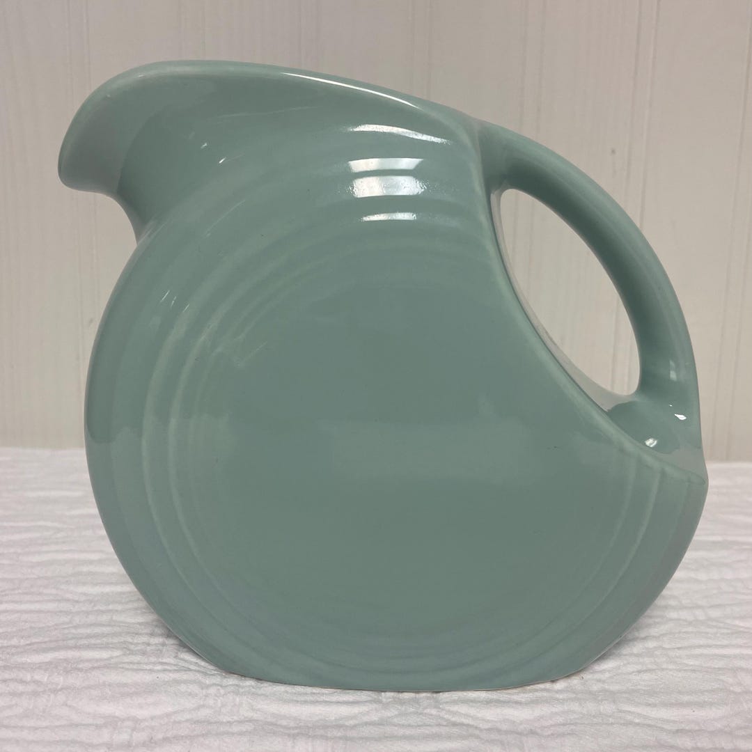 Vintage Fiesta Ware Juice Disk Pitcher Celadon Green Jubilee Fiestaware ...