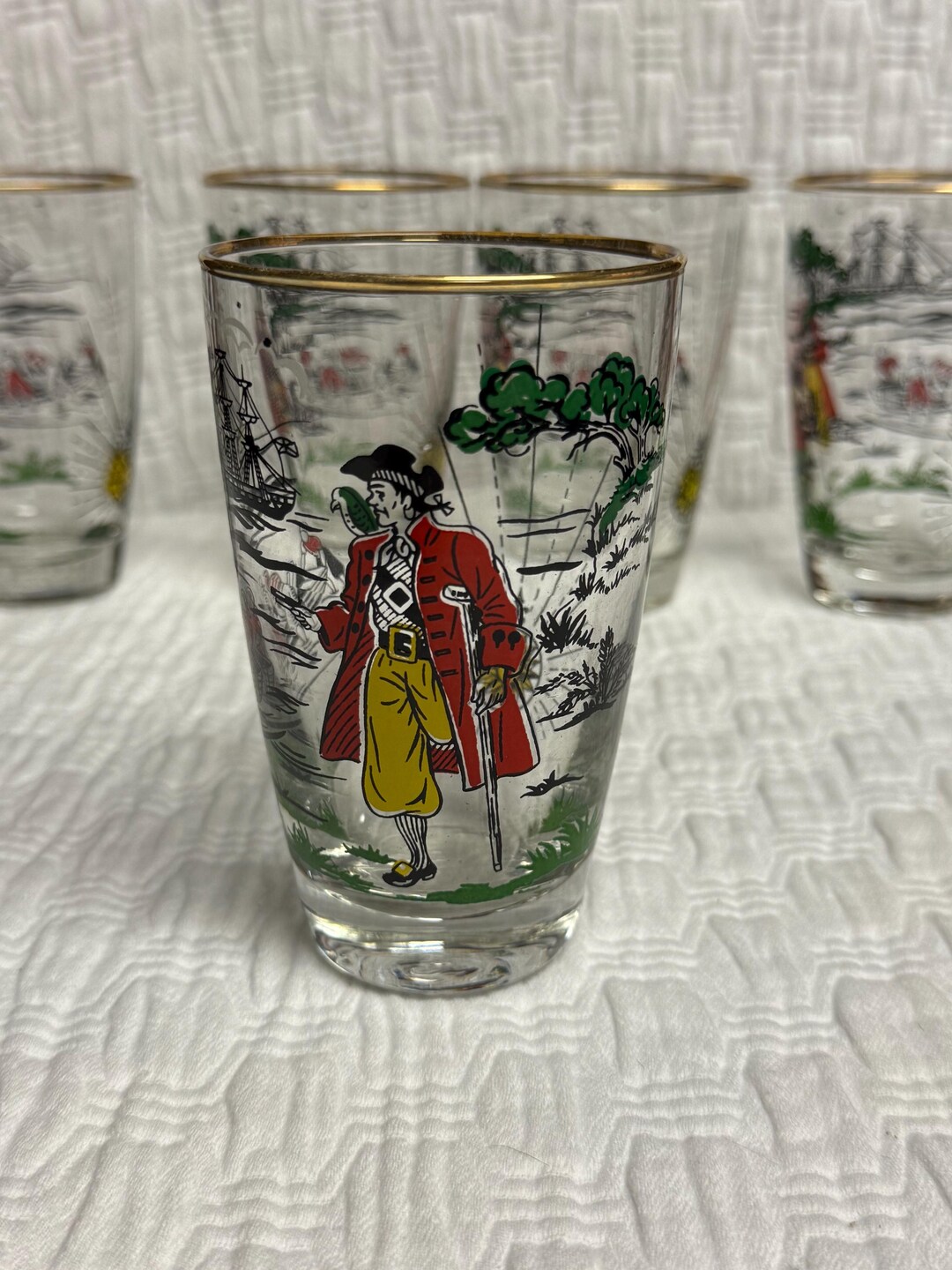 Vintage 1950s Libbey Drinking Tumbler Glasses Featuring Pirates Set of ...