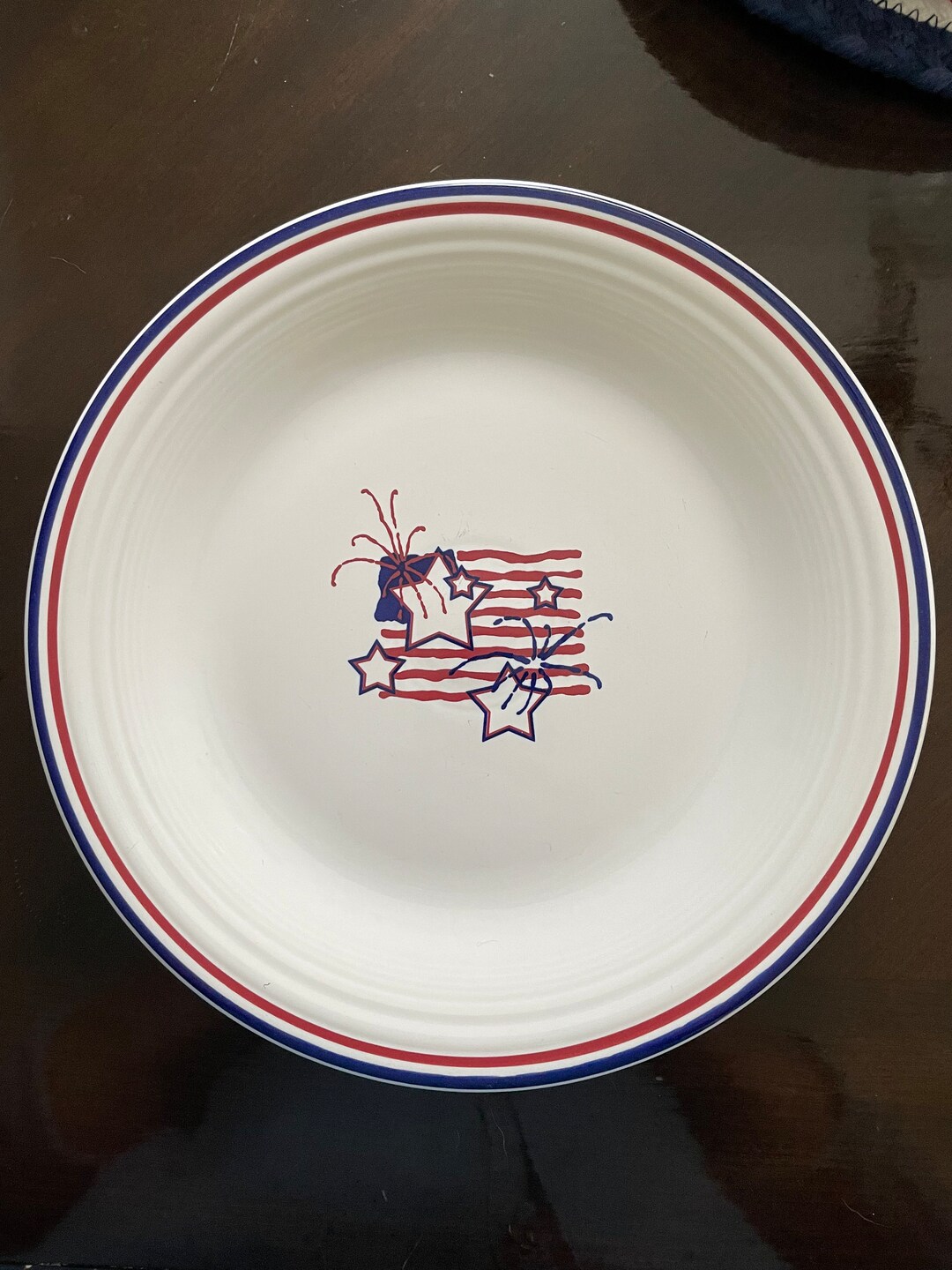 Fiesta Ware Stars and Stripes Dinner Plate Independence Day Decal ...