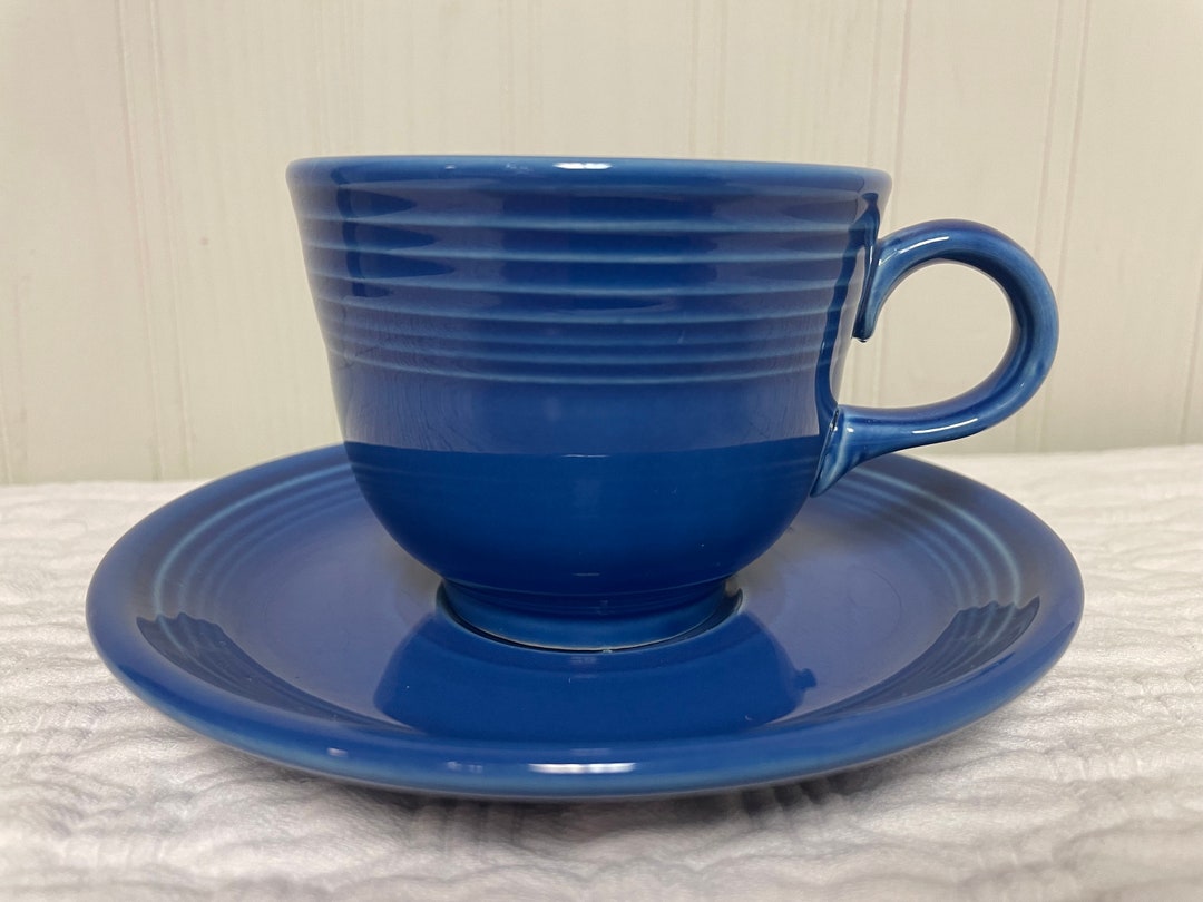 Fiesta Sapphire Blue Tea Cup and Saucer Set Fiestaware 1996 - Etsy