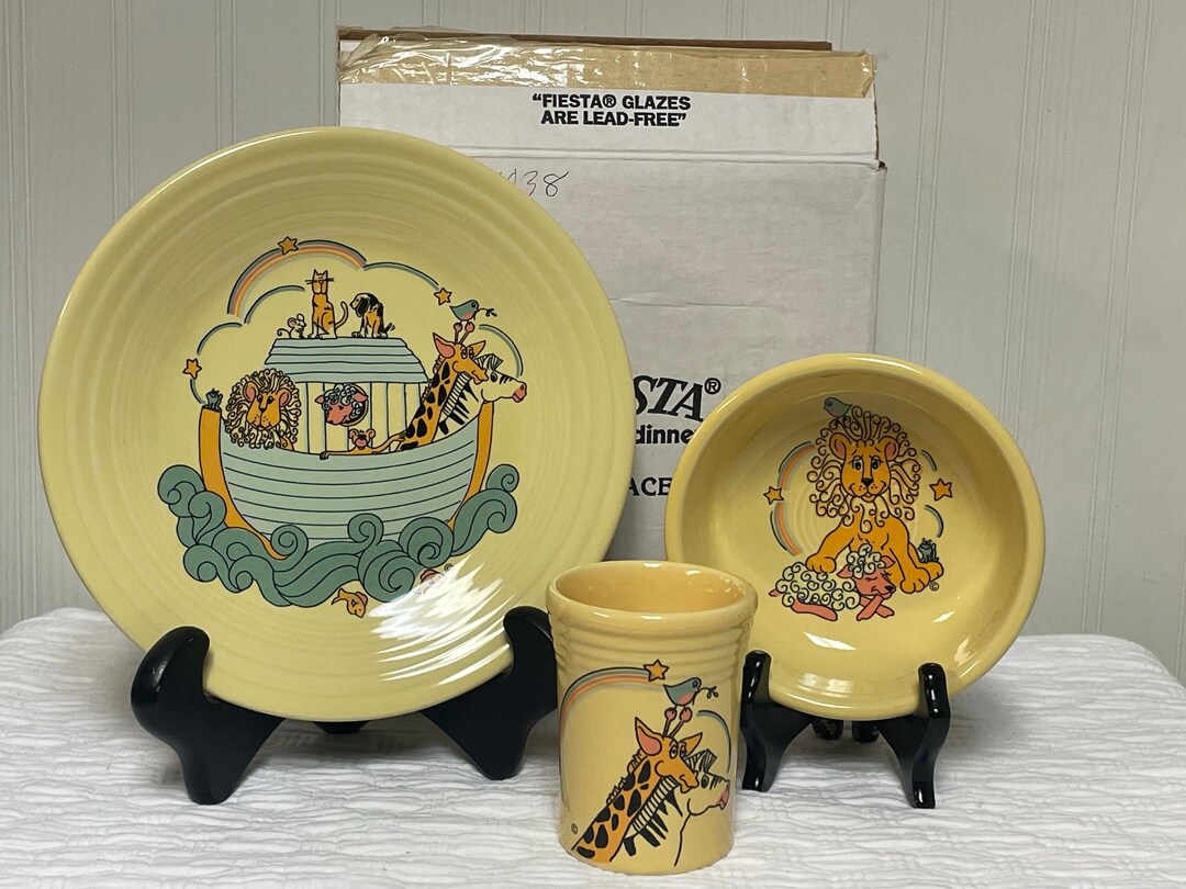 Fiesta Ware Childs 3 Piece Set cruisin Noahs Ark Fiestaware New in Box ...