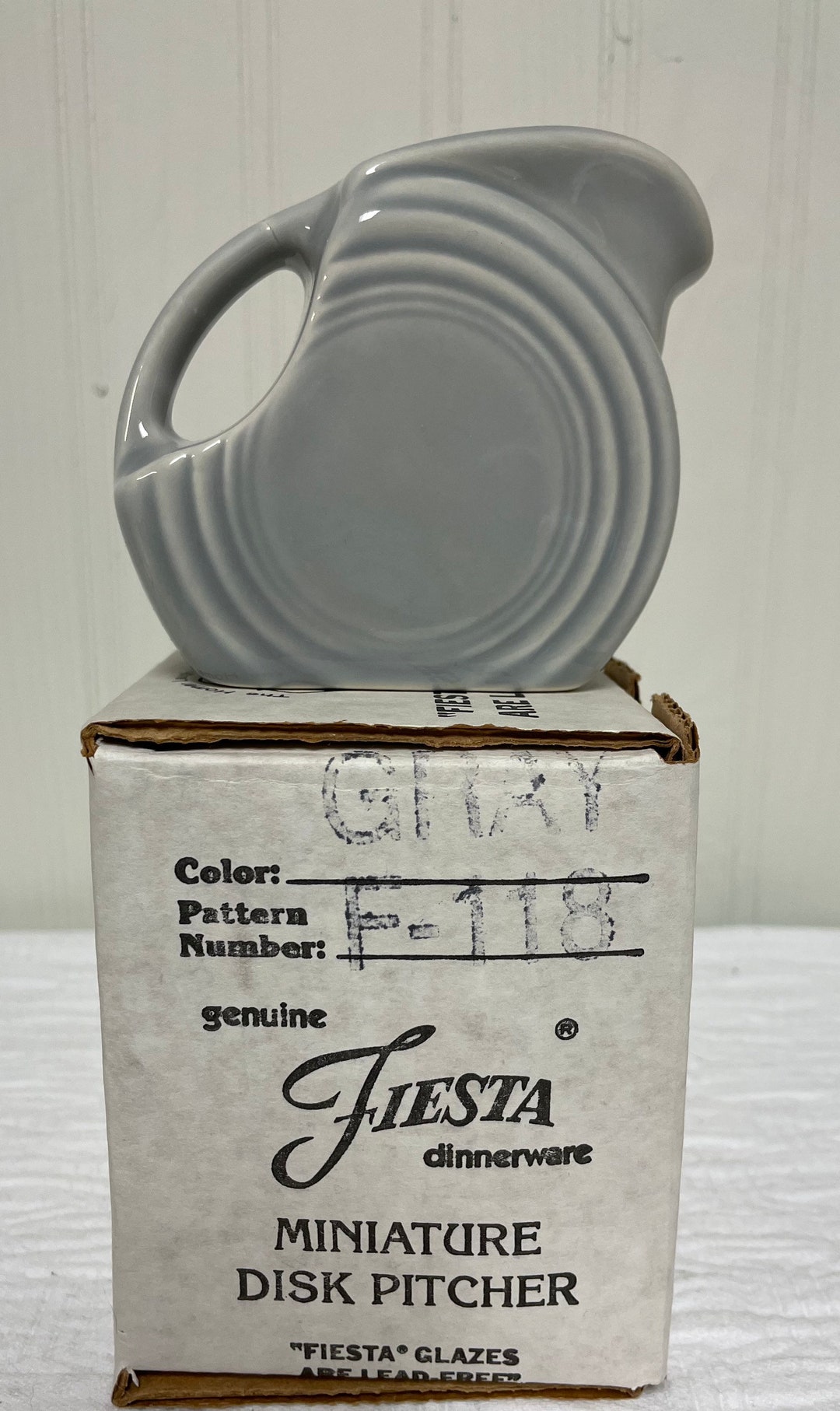 Fiesta Retired Pearl Gray 1st Quality Mini Disk Pitcher or Creamer ...