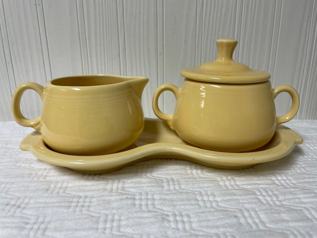 Fiesta Ware Light Yellow 4 Piece Cream and Sugar Tray Set Fiestaware - Etsy