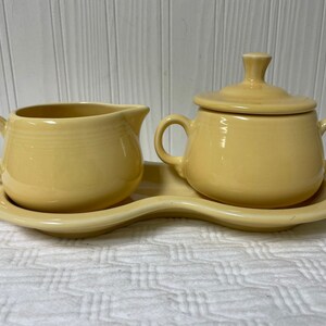 Fiesta Ware Light Yellow 4 Piece Cream and Sugar Tray Set Fiestaware - Etsy