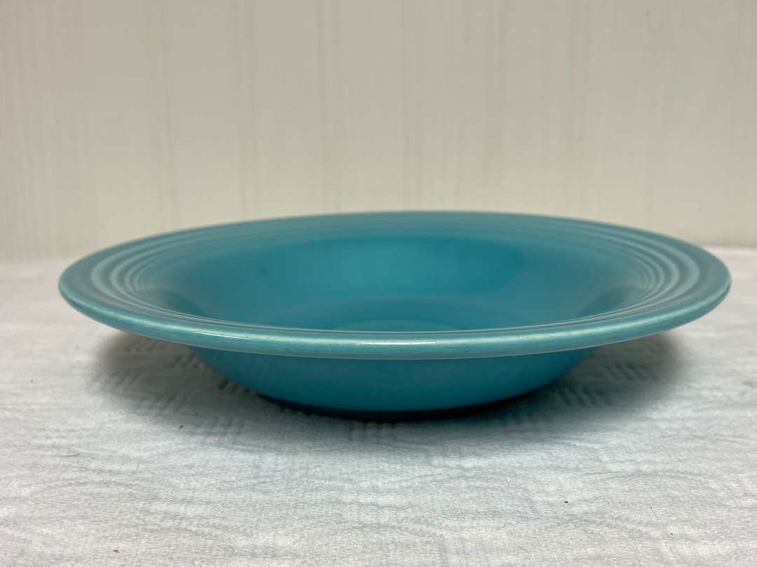 Vintage Fiestaware Rimmed Soup Bowl Deep Plate Original Turquoise Blue ...