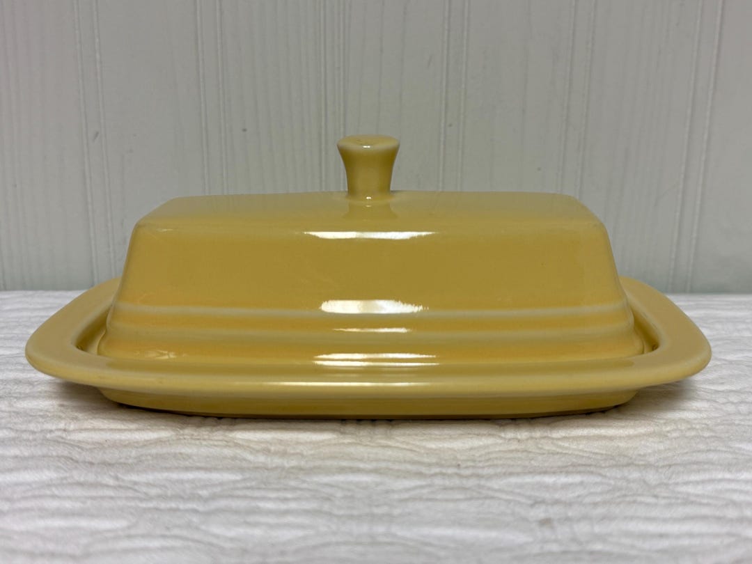 Retired Fiesta Ware Pale Yellow Small Butter Dish With Cover Fiestaware ...