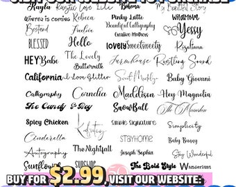 The Ultimate 200 Fonts Font Bundle Ttf Otf Heart Font, Cricut, Canva Font, Script Font, Digital ...