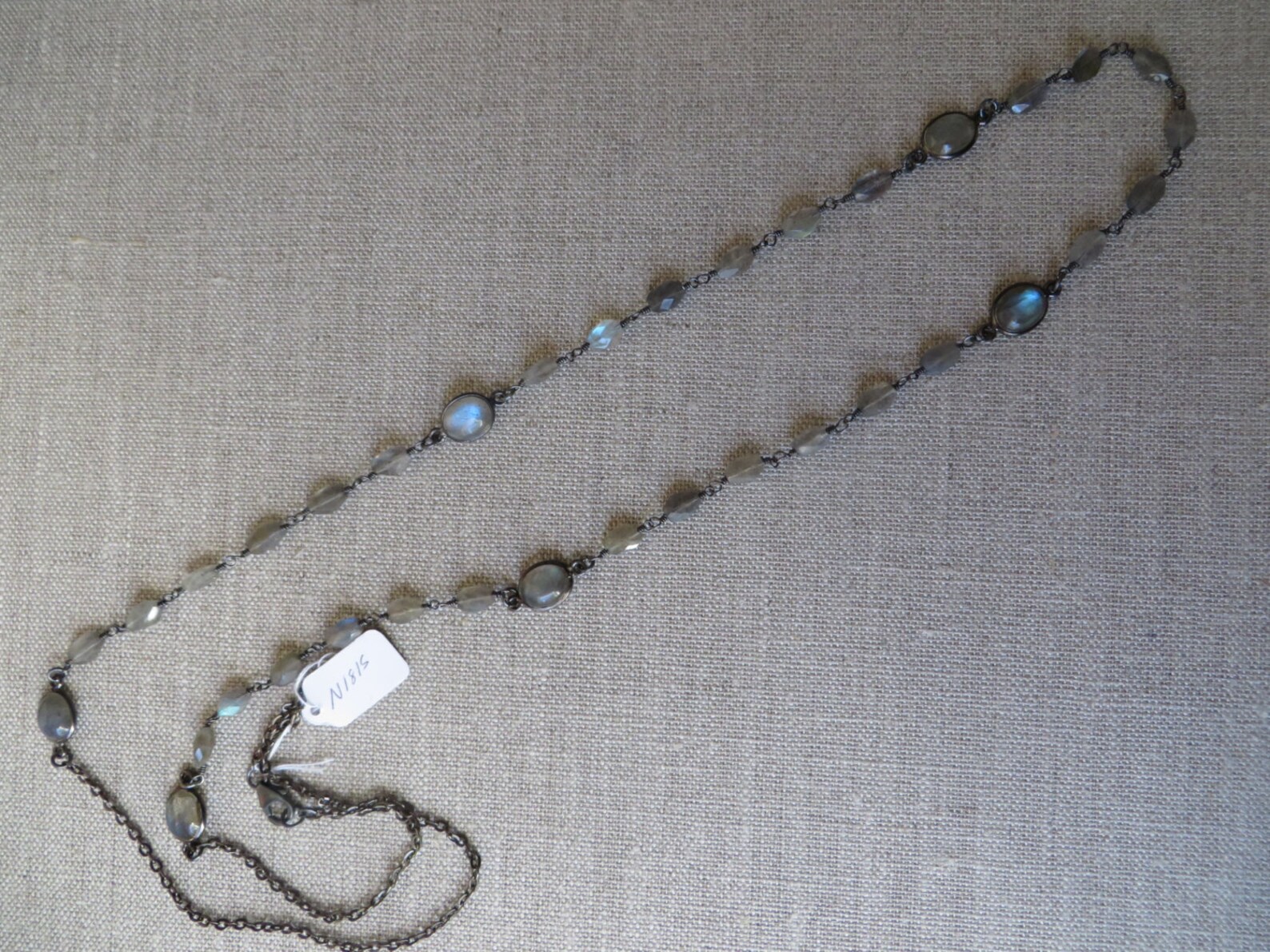 Long Labradorite Oxidized Silver Station Necklace | Etsy