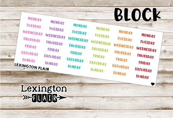 Mini Days of the Week Block or Cursive Planner Stickers | Etsy