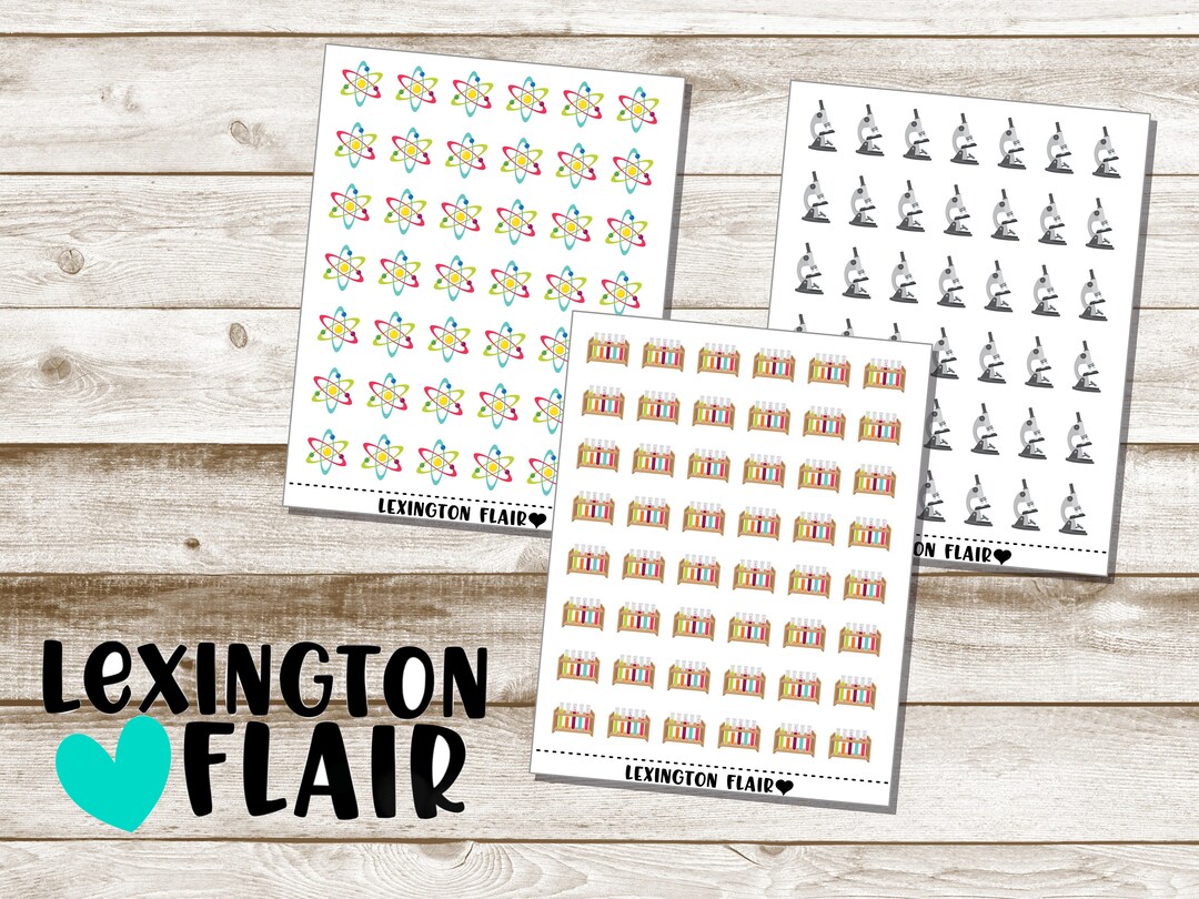 Icons - Science - Microscope - Test Tube - Atom Symbol Planner Stickers ...