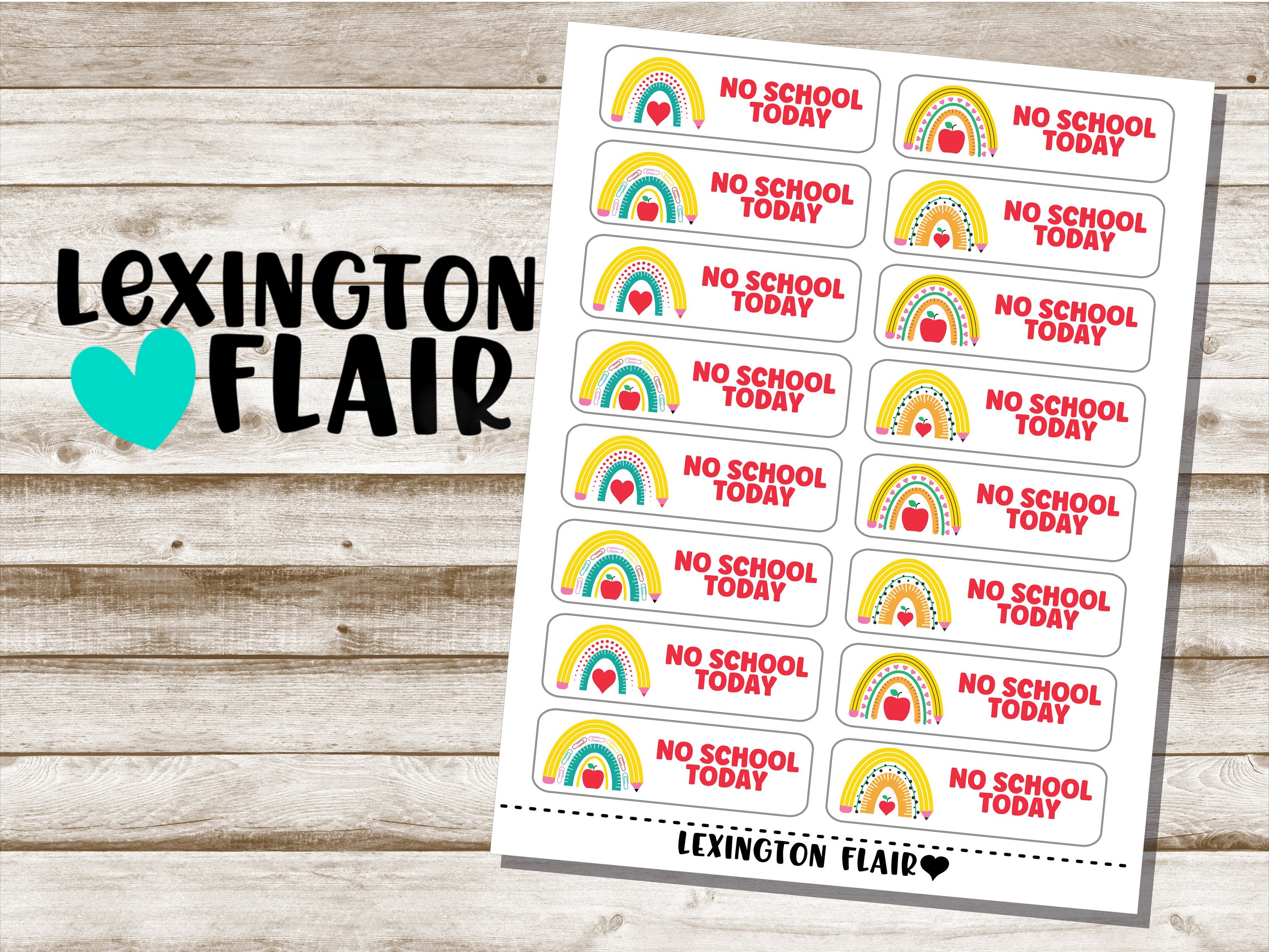 School Rainbow Labels - No School - Early Release - Custom Option ...
