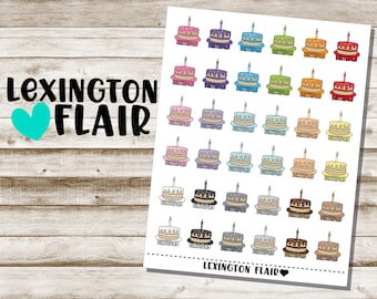 Birthday Cake Icon Planner Sticker Sheet Birthday Tracker Stickers ...