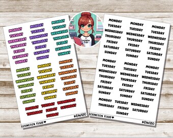 Planner Stickers, Days of the Week Planner Stickers, Days of the Week ...