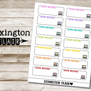 Zoom Meeting OR Class Labels - Dash Outline - Quarter Sized - Planner ...