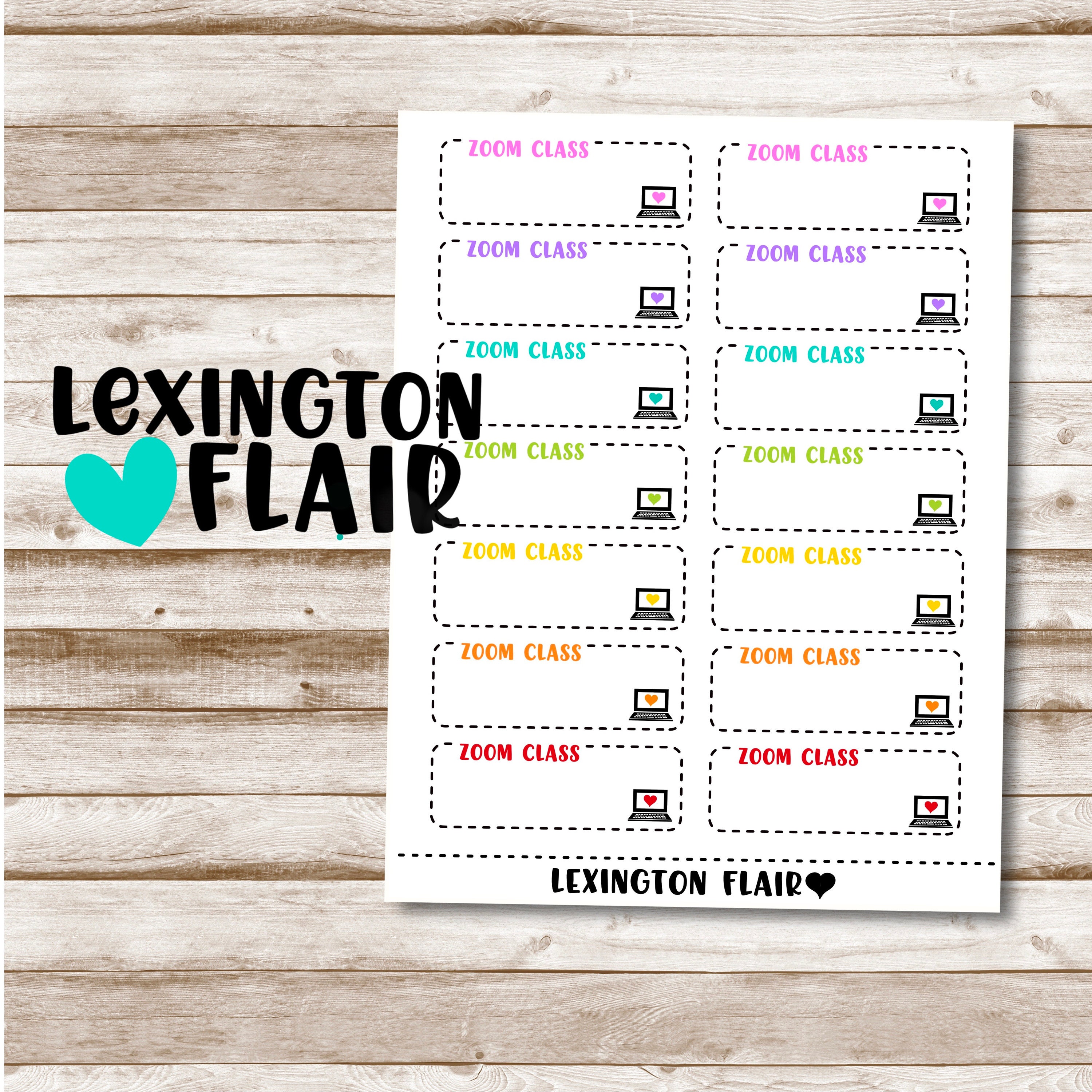 Zoom Meeting OR Class Labels - Dash Outline - Quarter Sized - Planner ...