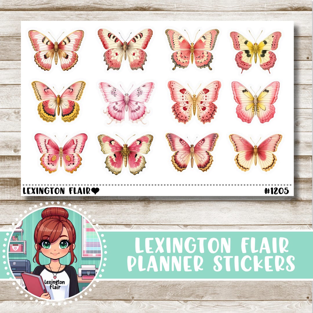 Decorative Stickers - #1205 - Pretty Pink Butterfly - Planner Stickers ...