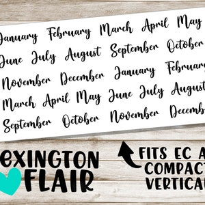 Months Cursive Wording - Planner Stickers - Etsy