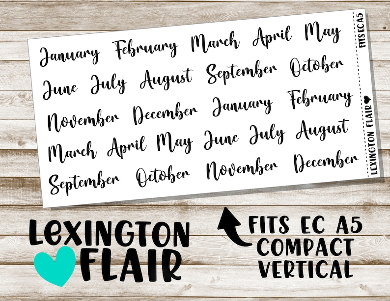 Months Cursive Wording - Planner Stickers - Etsy