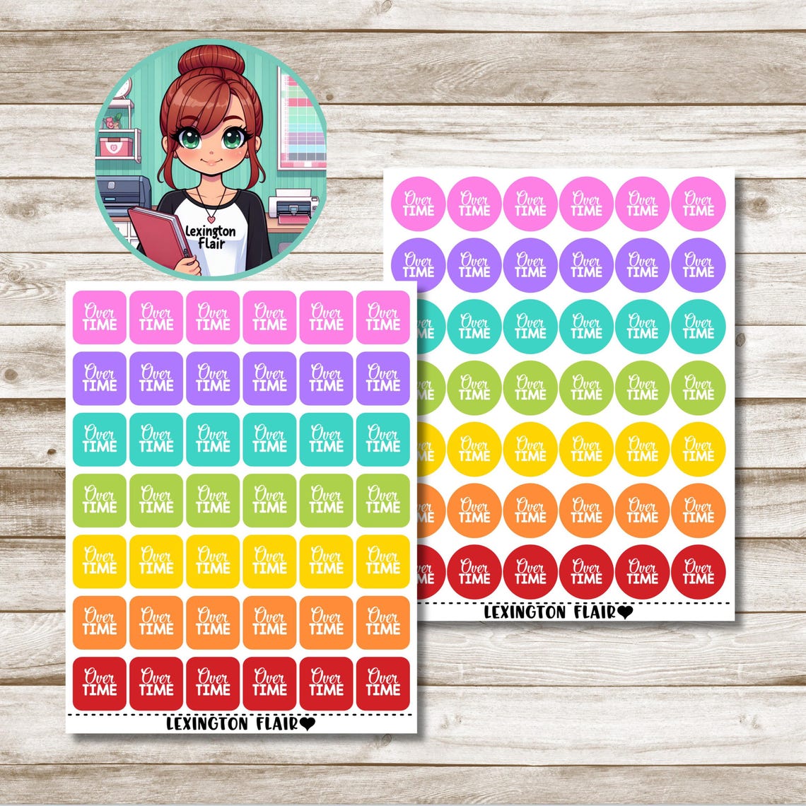 Overtime Circles or Squares - Planner Stickers* - Etsy