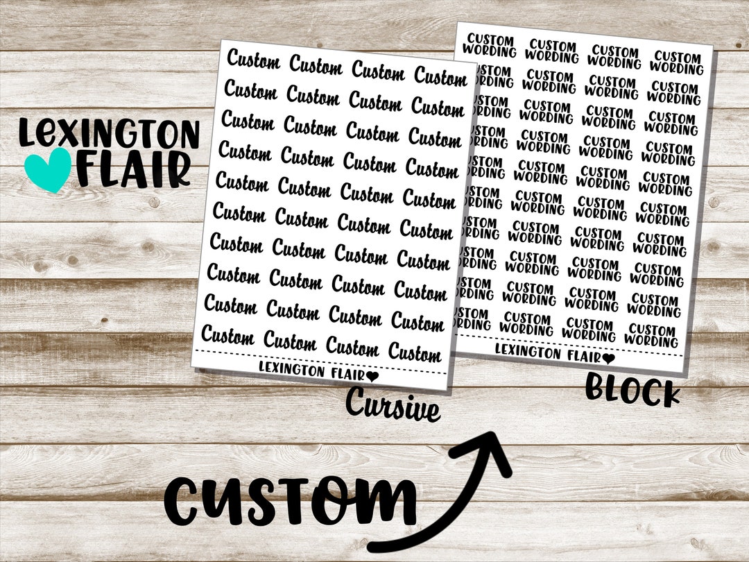 Cursive or Block Custom Wording Planner Stickers - Etsy