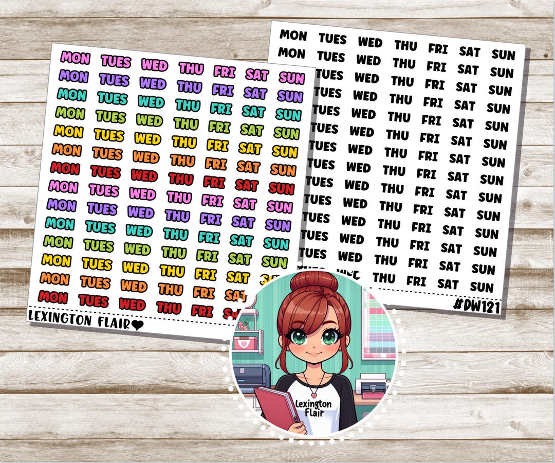 Days of the Week- Abbreviated - DW121 - Planner Stickers - Etsy