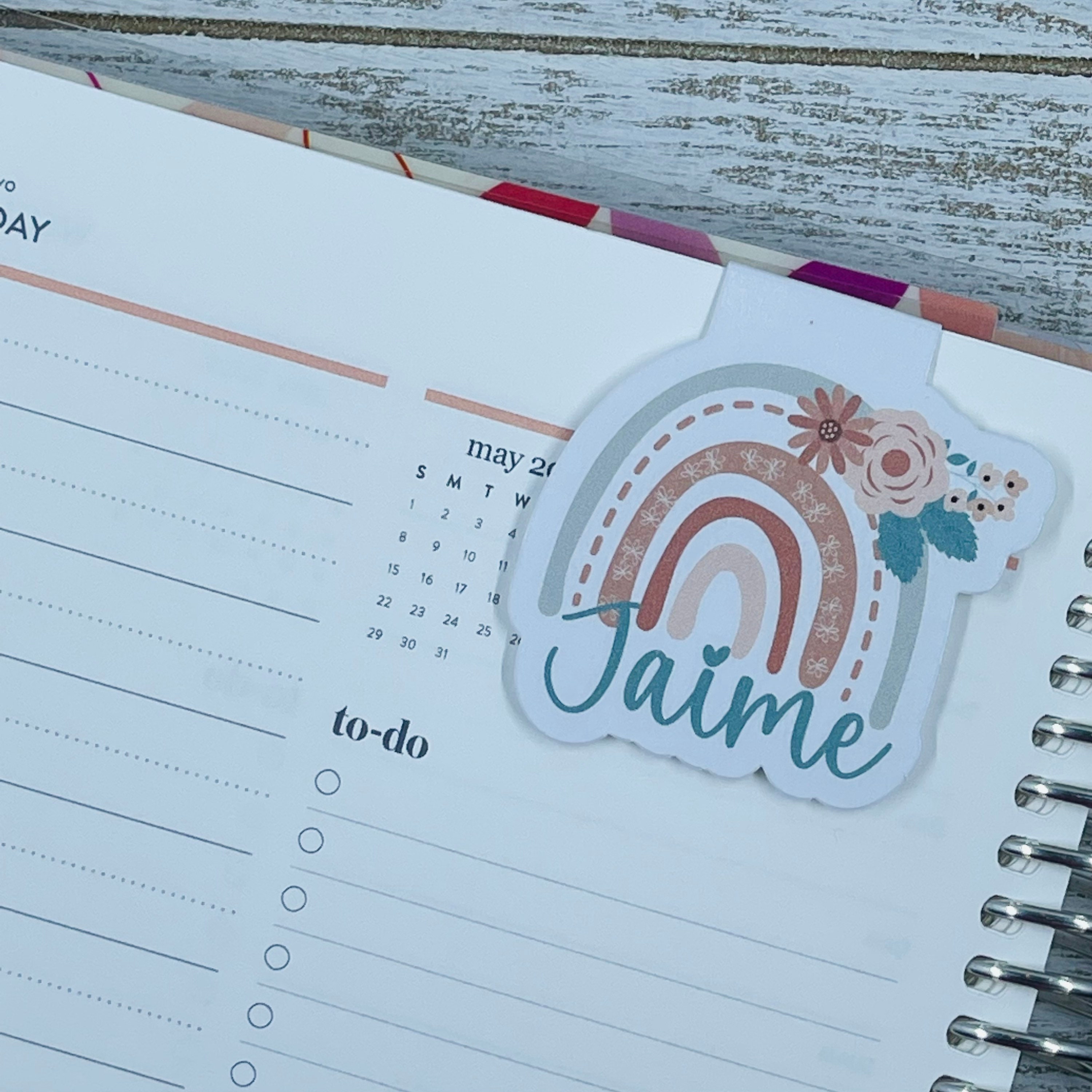Magnetic Bookmark - Boho Floral Rainbow With Custom NAME - Etsy