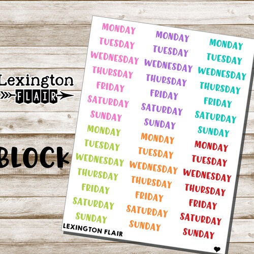 Rainbow Days of the Week Planner Stickers for Calendar - Etsy