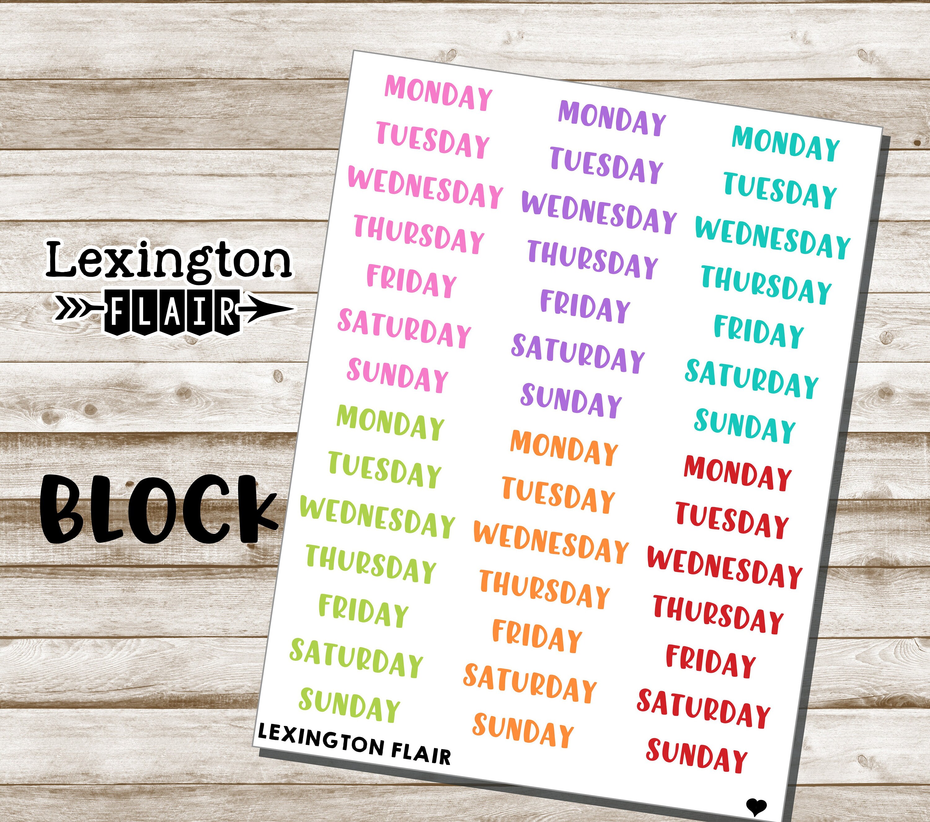 Days of the Week Block or Cursive Planner Stickers - Etsy