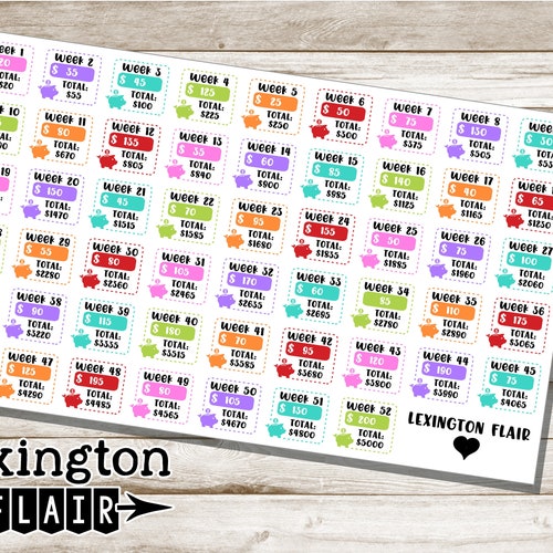 Planner Stickers Savings Challenge - Etsy