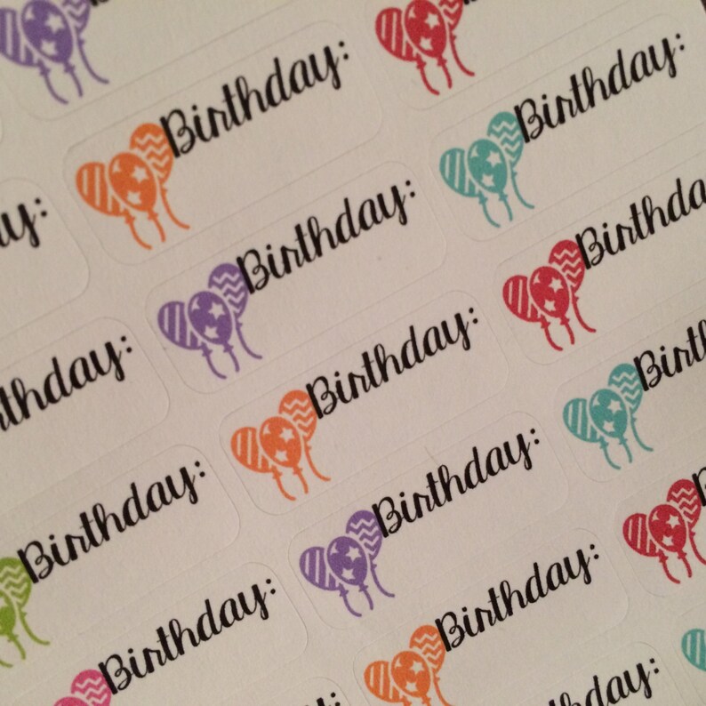 Birthday Labels Planner Stickers | Etsy