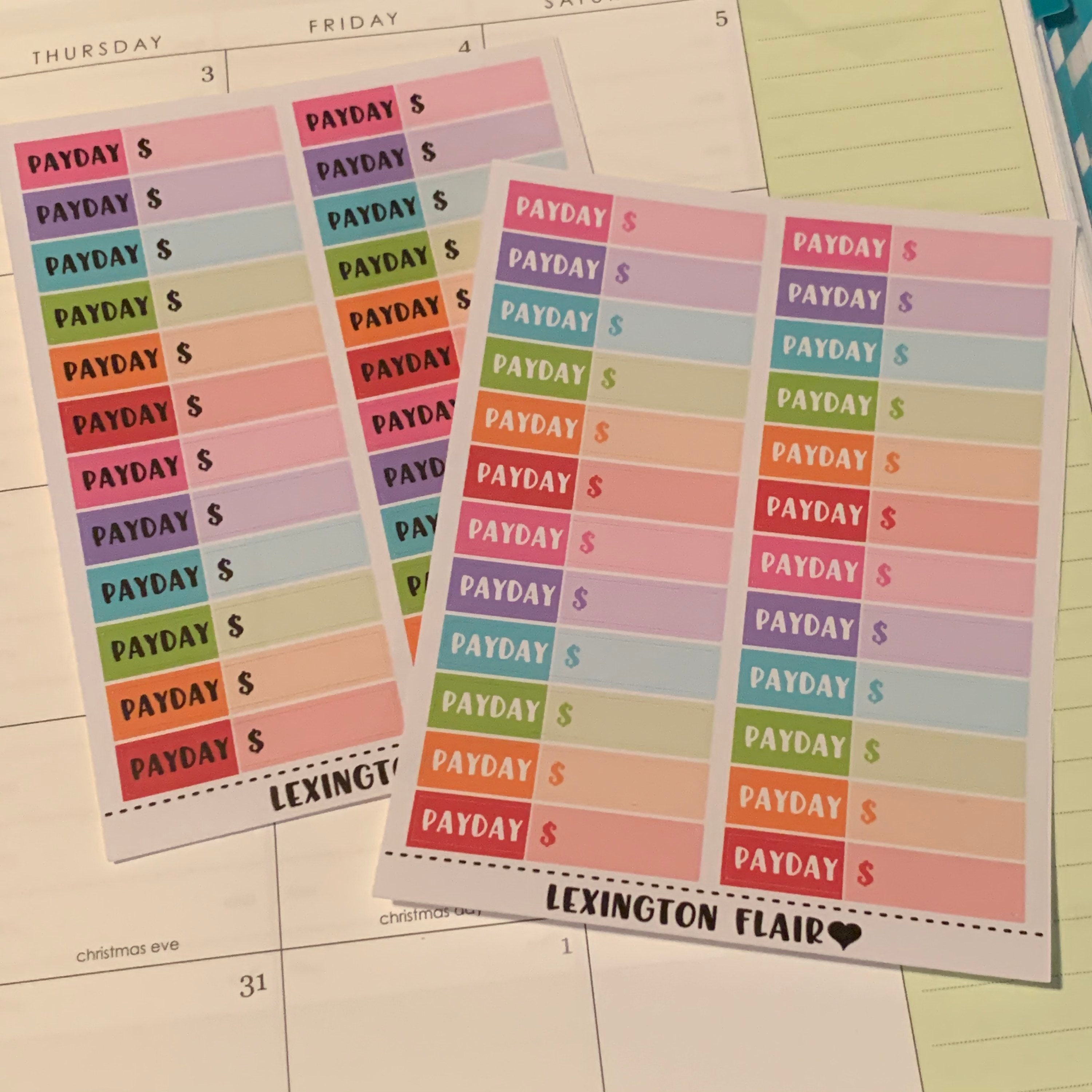 Payday - Two Toned Income Tracker - Planner Stickers - Etsy