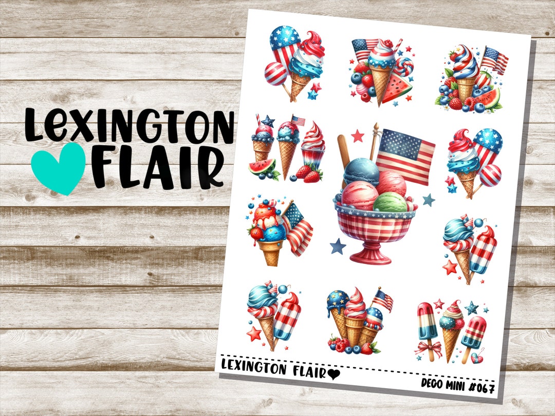 Deco Mini - #067 - Patriotic Ice Cream - Planner Stickers - Etsy