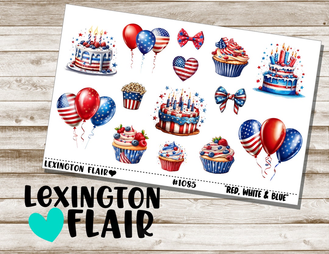 Decorative Stickers - #1085 - Red, White and Blue - Planner Stickers - Etsy