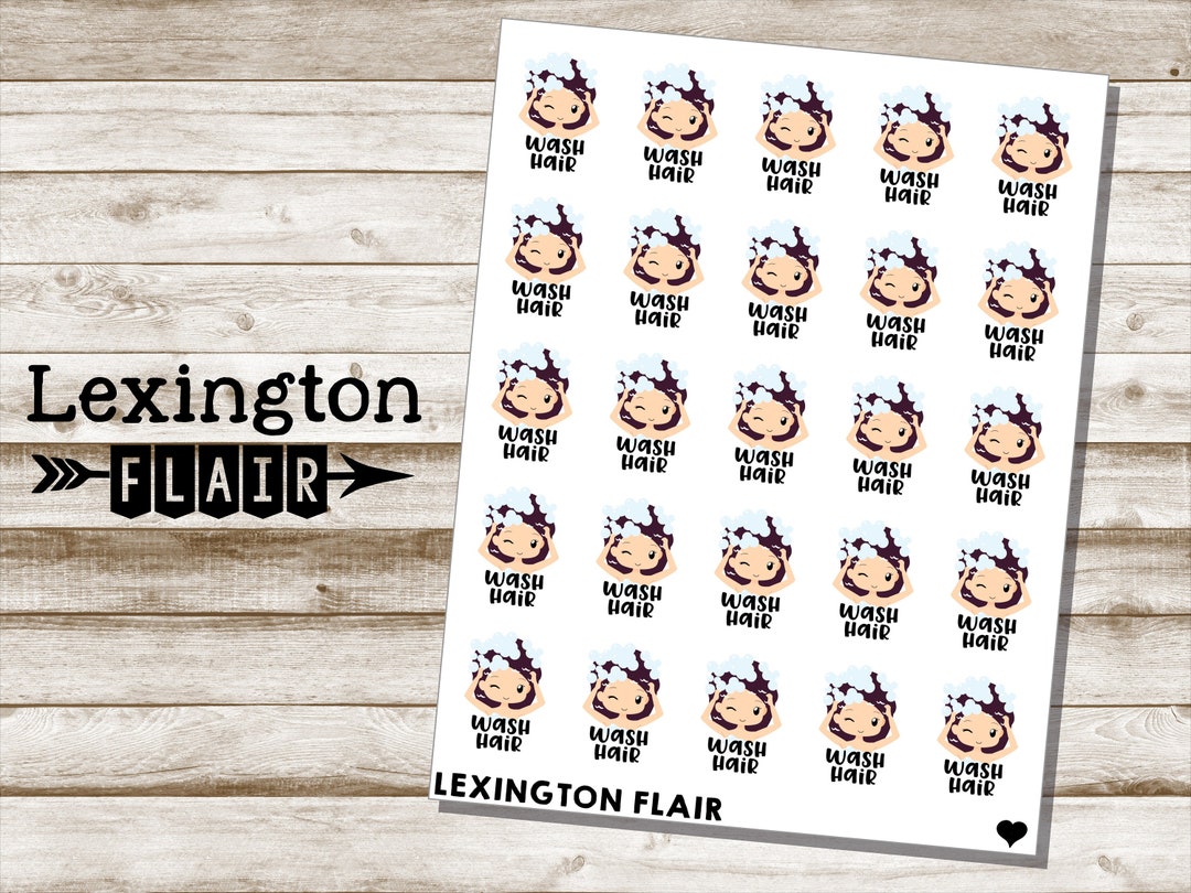 Wash Hair - Cute Girl Sticker With Different Hair Colors - Planner ...