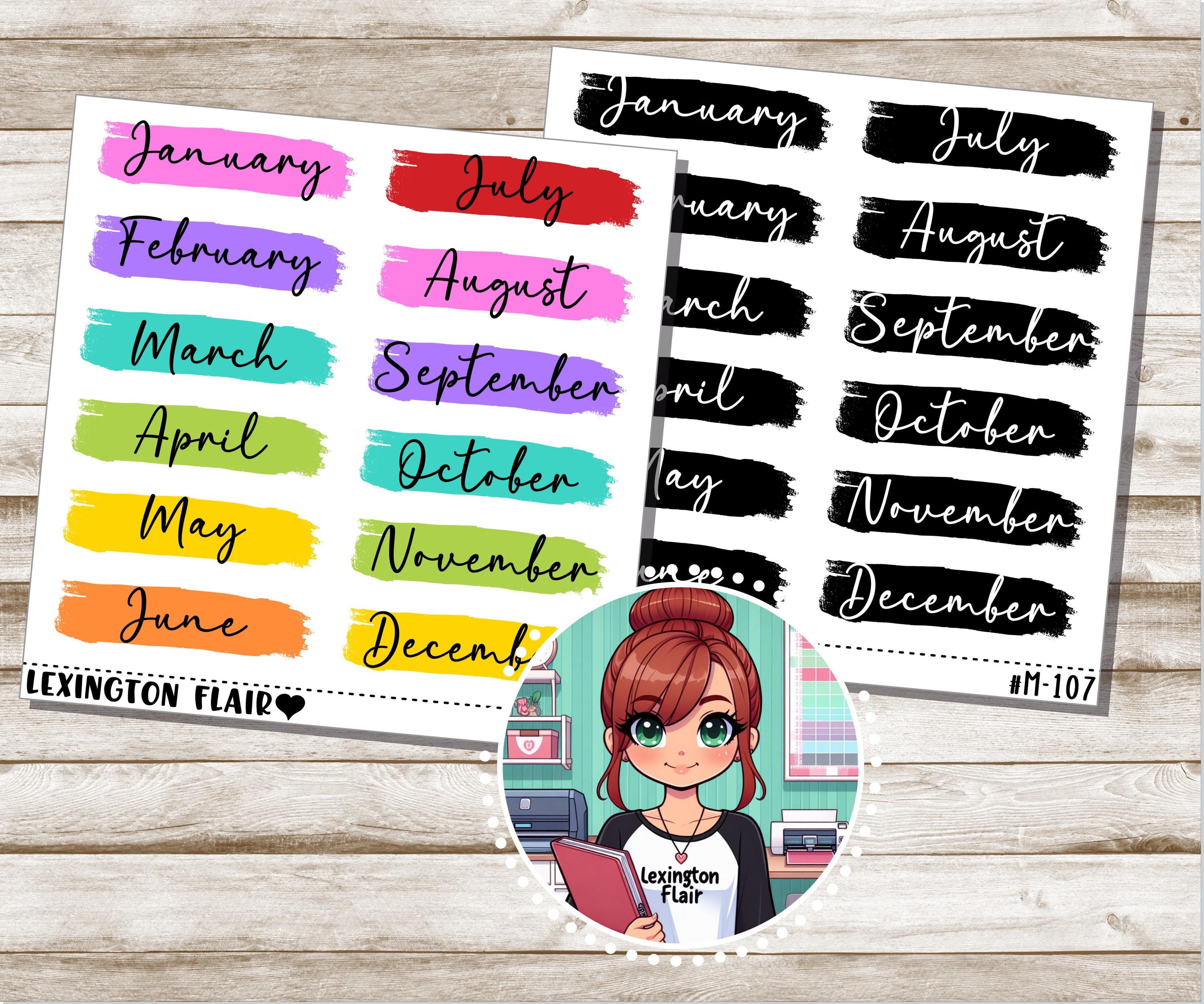 Monthly Headers - #M107 - Brush Stroke - Large 2" Headers - Planner ...