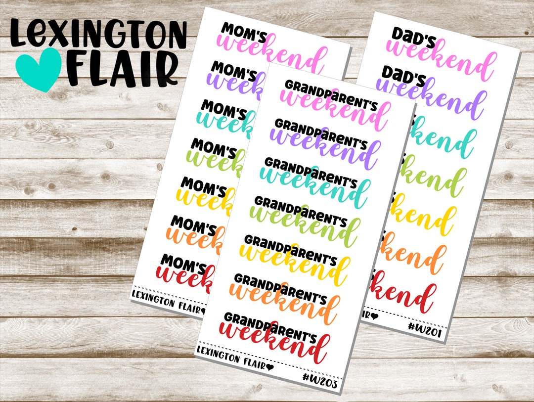 Dad's Weekend, Mom's Weekend, Grandparents Weekend - Planner Stickers ...
