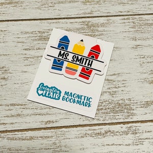Magnetic Bookmark - School Pencil or Crayon With Custom NAME - Etsy