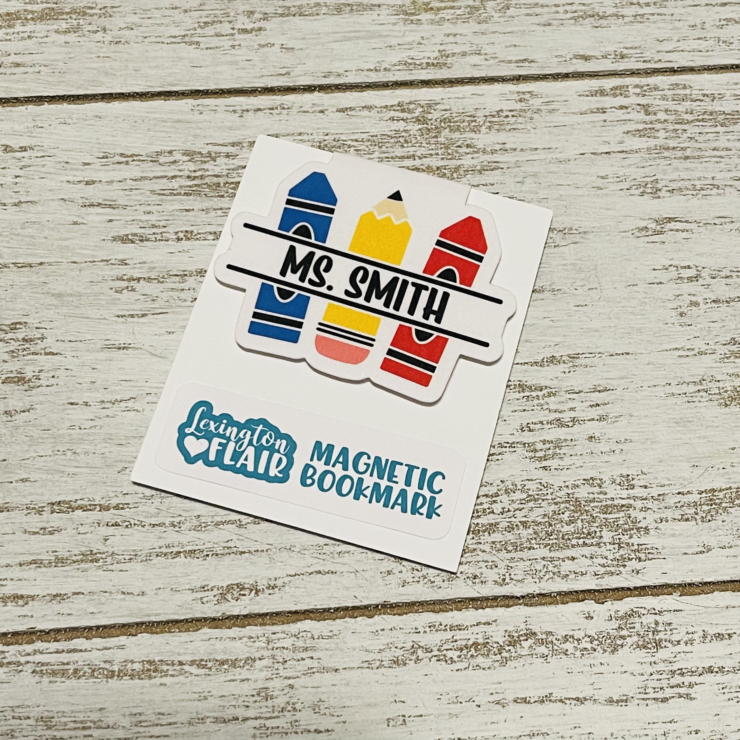 Magnetic Bookmark - School Pencil or Crayon With Custom NAME - Etsy